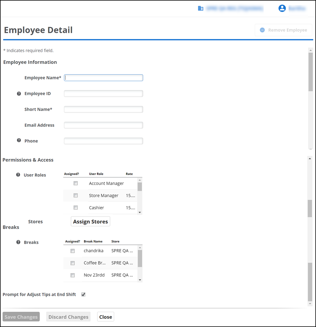 Aloha Cloud | Working with employees | NCR Docs